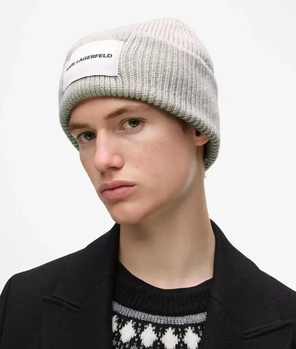 Karl Lagerfeld Ribbed Logo Beanie