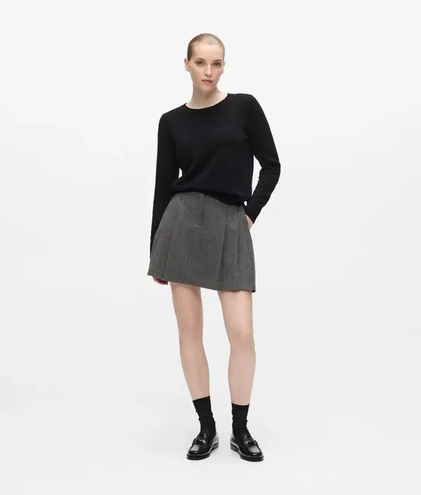 Karl Lagerfeld Pleated Mini Skort - Mid Grey Melange