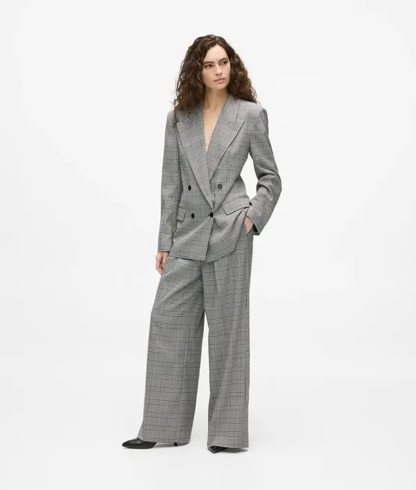 Karl Lagerfeld Wide-leg Checked Pants