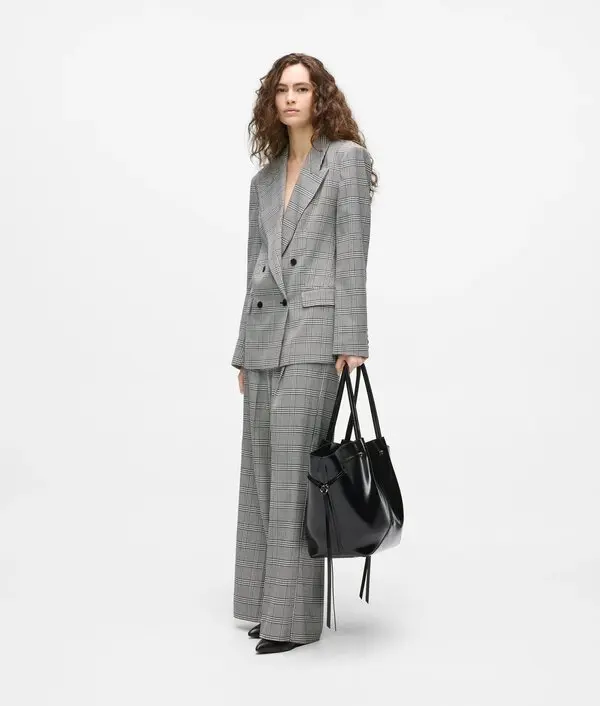 Karl Lagerfeld Wide-leg Checked Wool-blend Trousers
