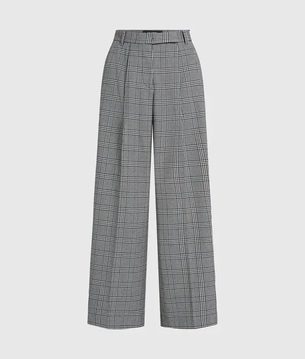 Karl Lagerfeld Wide-leg Checked Wool-blend Trousers