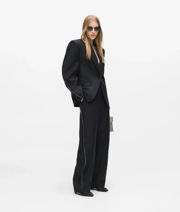 Karl Lagerfeld Barrel-leg Zip Pants - Black