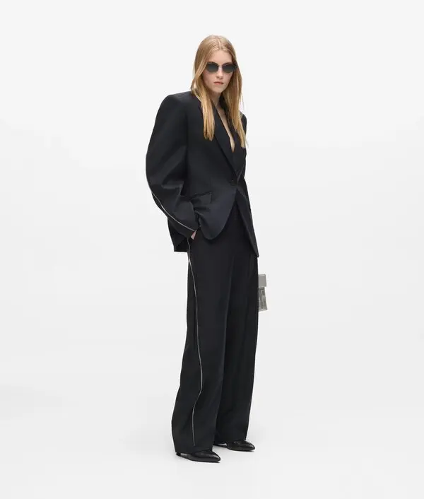 Karl Lagerfeld Barrel-leg Zip Pants - Black