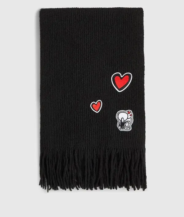 Karl Lagerfeld Ikon Patch Scarf - Black