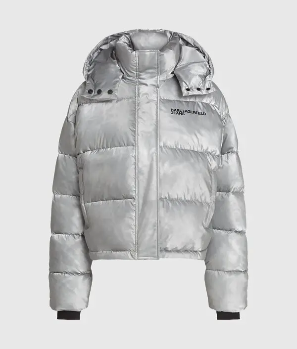 KL JEANS Cropped Shiny Puffer Jacket - Grey