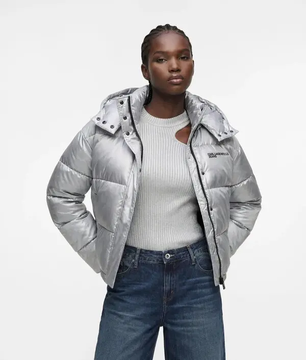 KL JEANS Jeans Cropped Shiny Puffer Jacket - Grey
