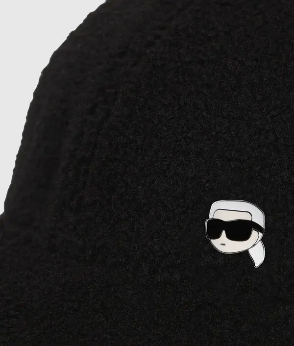 Karl Lagerfeld Faux Shearling Baseball Cap With Ikon Pin