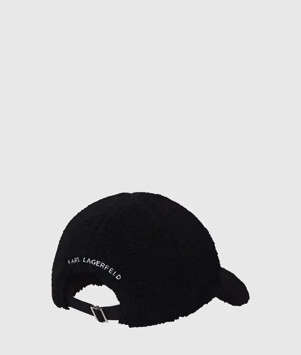 Karl Lagerfeld Faux Shearling Baseball Cap With Ikon Pin