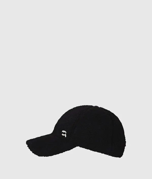 Karl Lagerfeld Faux Shearling Baseball Cap With Ikon Pin
