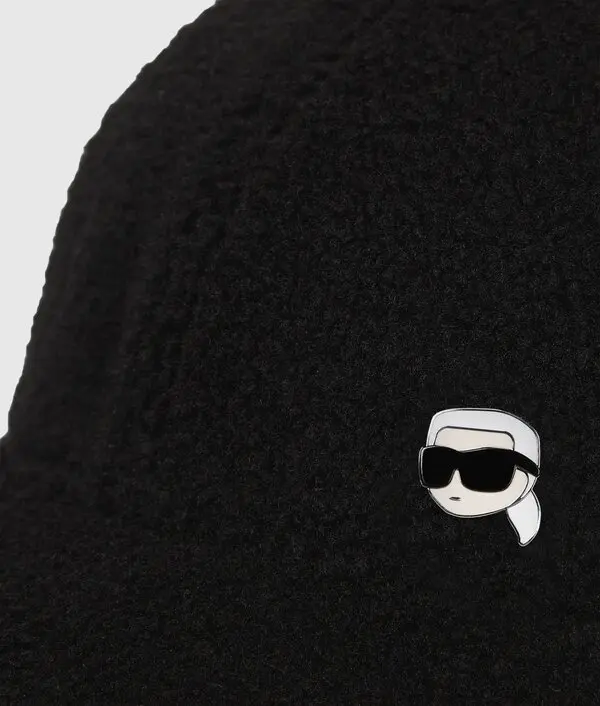 Karl Lagerfeld Faux Shearling Baseball Cap With Ikon Pin