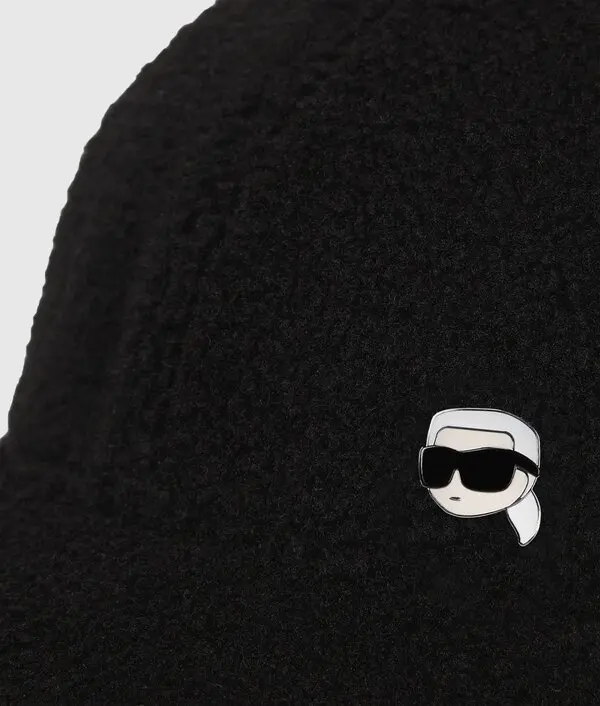 Karl Lagerfeld Faux Shearling Baseball Cap With Ikon Pin