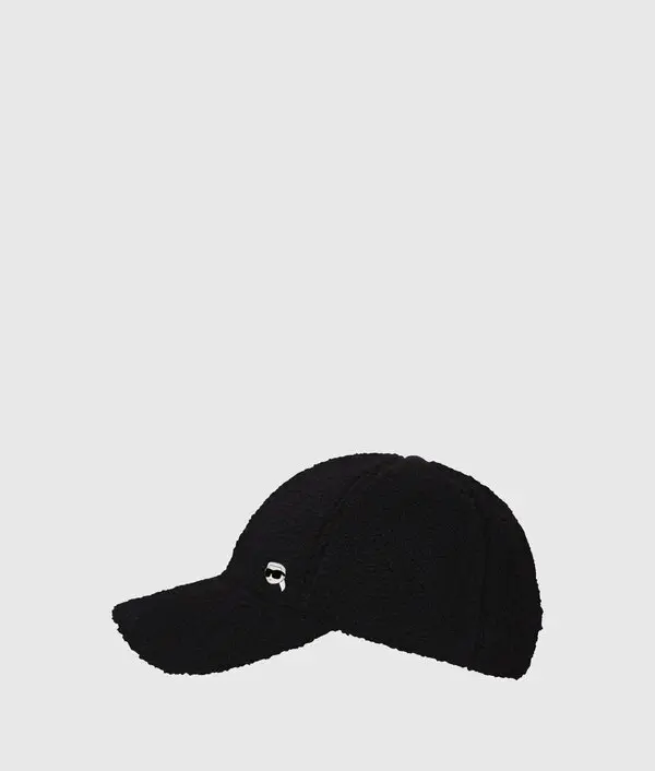 Karl Lagerfeld Faux Shearling Baseball Cap With Ikon Pin