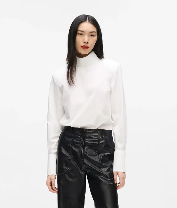 Karl Lagerfeld High Neck Blouse - White