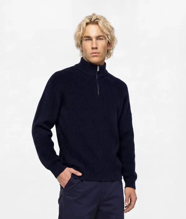 KL JEANS Jeans Half-zip Box Logo Sweater - Peacoat