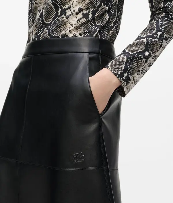 Karl Lagerfeld Faux-leather Midi Skirt