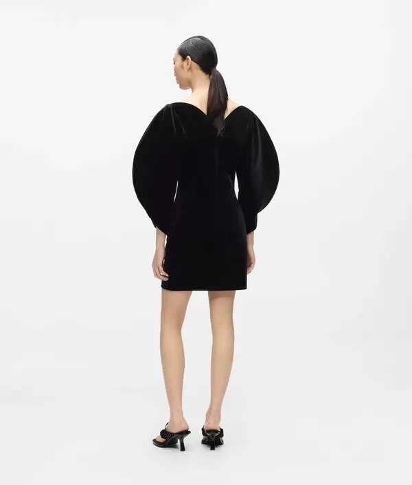 Karl Lagerfeld Velvet Cocoon Dress With Oversized Sleeves