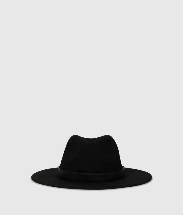 Karl Lagerfeld Autograph Wool Fedora Hat - Black