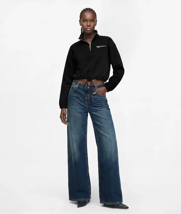 KL JEANS Washed Low-rise Wide-leg Jeans - Tinted Visual Washed Blue