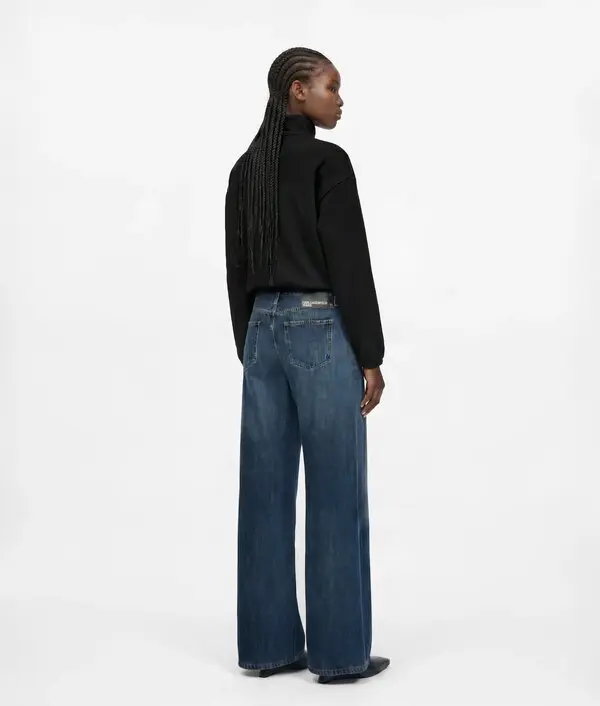 KL JEANS Washed Low-rise Wide-leg Jeans