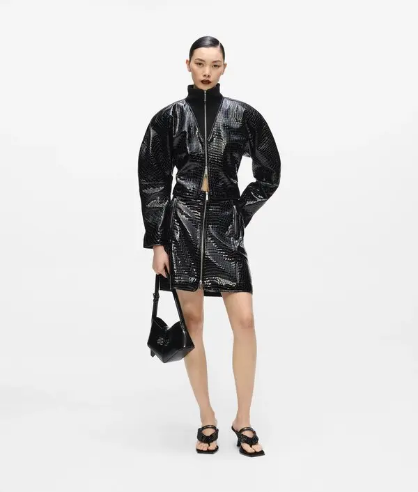 Karl Lagerfeld Croc-embossed Lambskin Leather Jacket