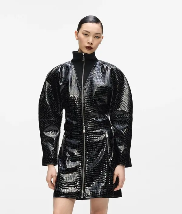 Karl Lagerfeld Kl Studio Croco Leather Jacket - Black
