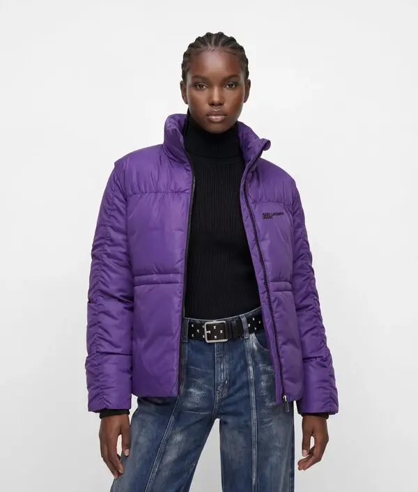 KL JEANS Jeans Ruched Sleeve Puffer Jacket - Prism Violet