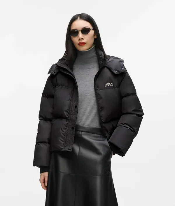 Karl Lagerfeld Short Hooded Puffer Jacket