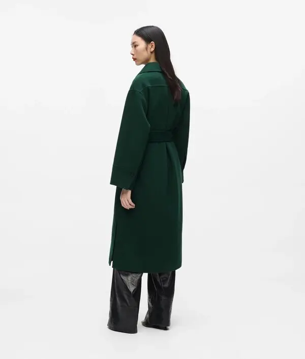 Karl Lagerfeld Belted Long Wool-blend Coat - Garden