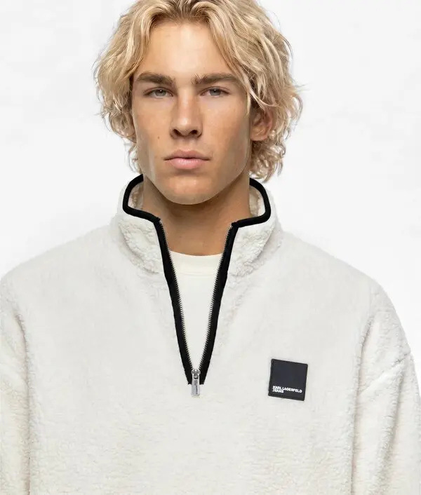 Karl Lagerfeld Half-zip Fleece Sweatshirt - Egret