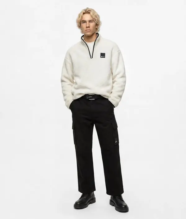 Karl Lagerfeld Half-zip Fleece Sweatshirt - Egret
