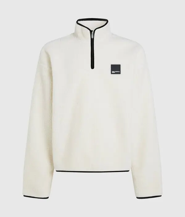 Karl Lagerfeld Half-zip Fleece Sweatshirt - Egret