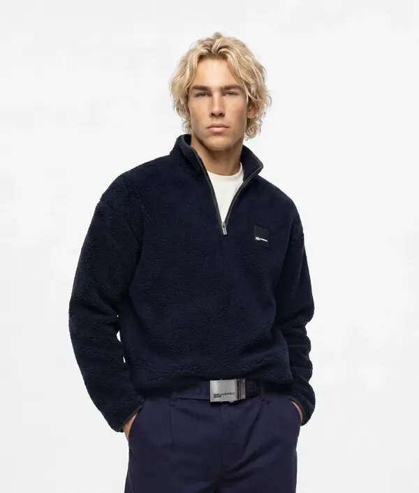 Karl Lagerfeld Half-zip Fleece Sweatshirt - Peacoat