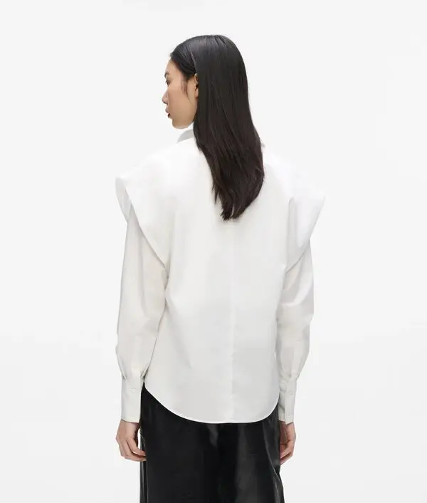 Karl Lagerfeld Organic Cotton Shirt With Structured Shoulders And Signature Embroidery
