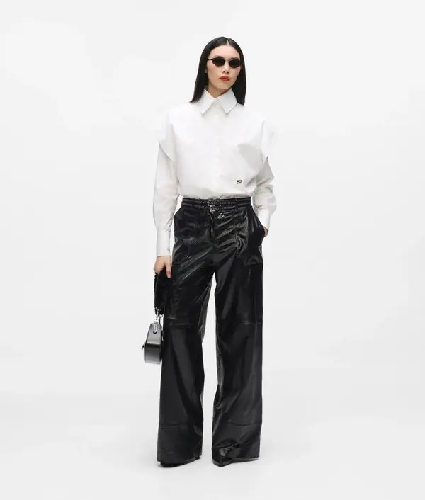Karl Lagerfeld Organic Cotton Shirt With Structured Shoulders And Signature Embroidery