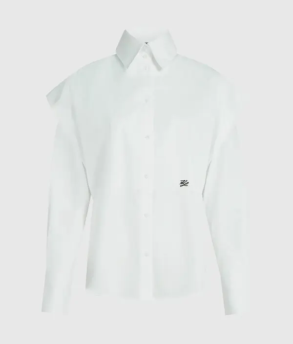 Karl Lagerfeld Organic Cotton Shirt With Structured Shoulders And Signature Embroidery