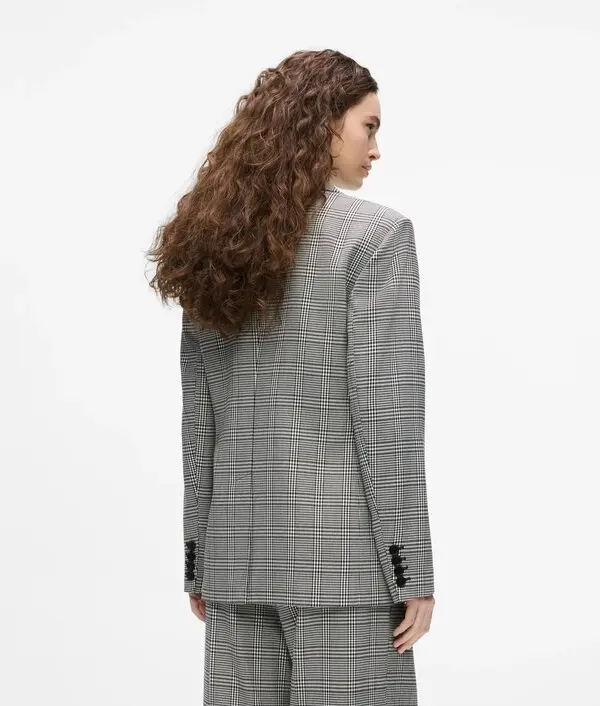 Karl Lagerfeld Structured Checked Double-breasted Blazer