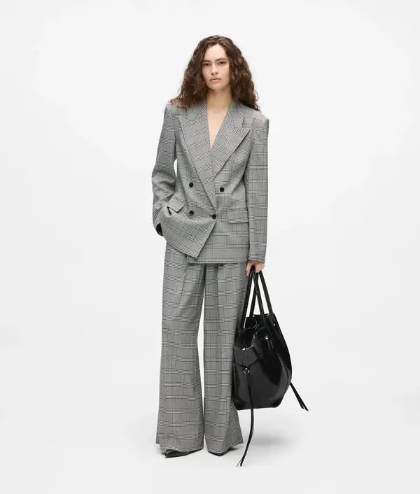 Karl Lagerfeld Structured Checked Double-breasted Blazer