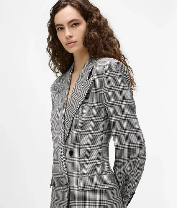 Karl Lagerfeld Structured Checked Double-breasted Blazer
