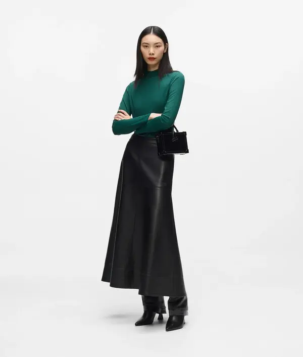 Karl Lagerfeld Mock Neck Long Sleeve Snake Print Top - Garden