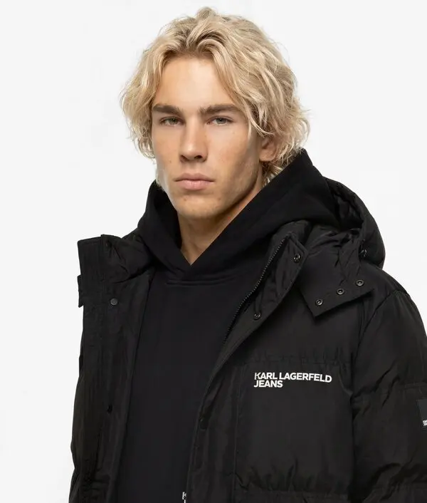 KL JEANS Jeans Longline Puffer Jacket With Removable Hood