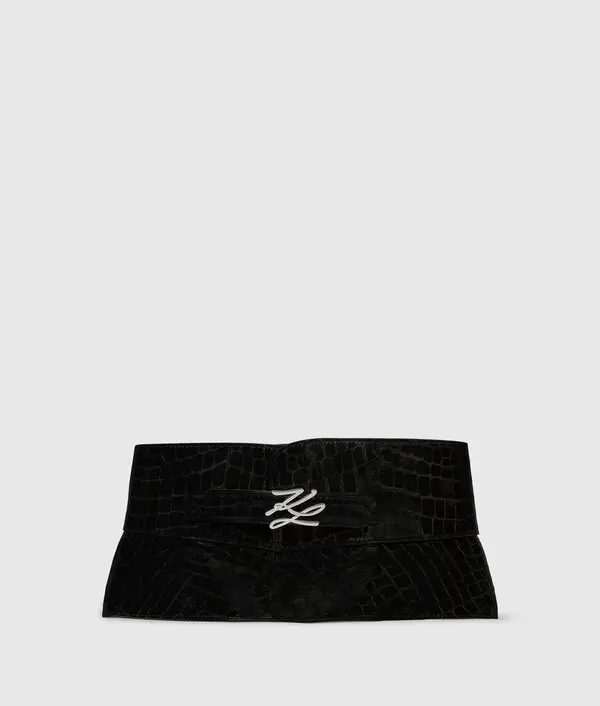 Karl Lagerfeld K/autograph Croco Corset Belt - Black