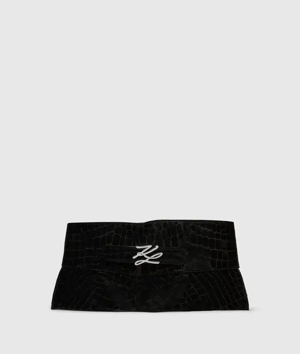 Karl Lagerfeld K/autograph Croco Corset Belt - Black