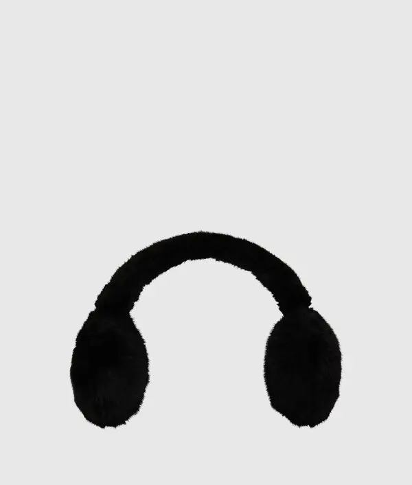 Karl Lagerfeld Faux-fur Ear Muffs With Embroidered Artwork - Black