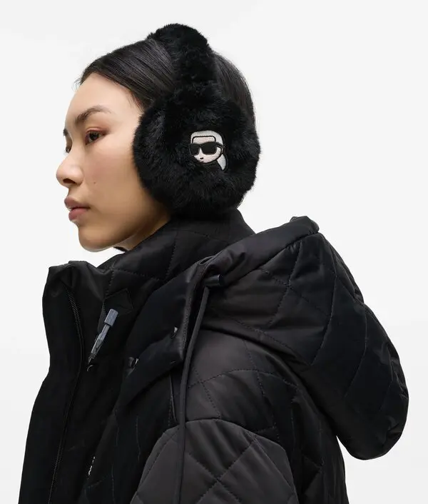 Karl Lagerfeld Faux-fur Ear Muffs With Embroidered Artwork
