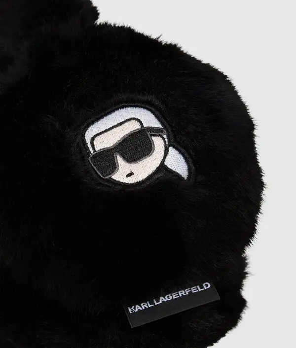 Karl Lagerfeld Faux-fur Ear Muffs With Embroidered Artwork