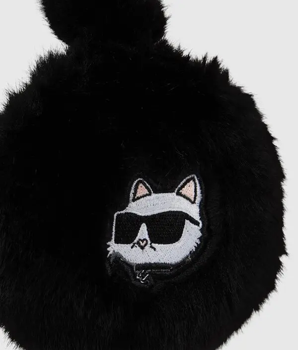 Karl Lagerfeld Faux-fur Ear Muffs With Embroidered Artwork