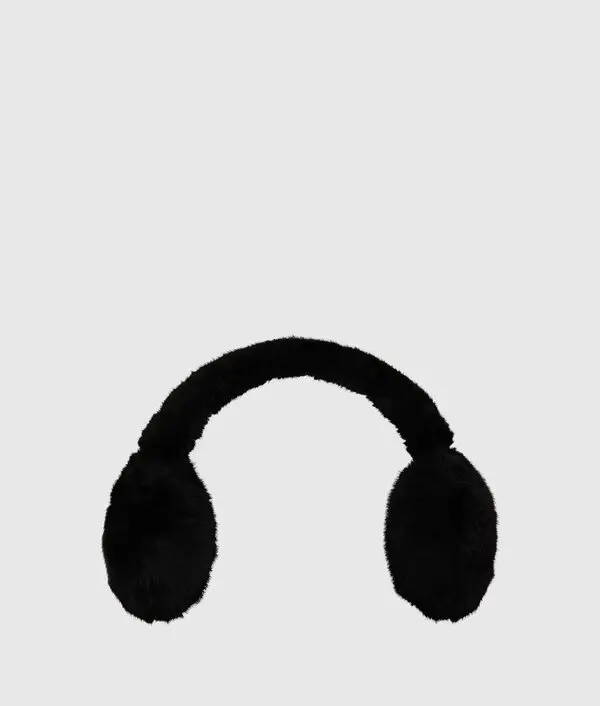 Karl Lagerfeld Faux-fur Ear Muffs With Embroidered Artwork - Black