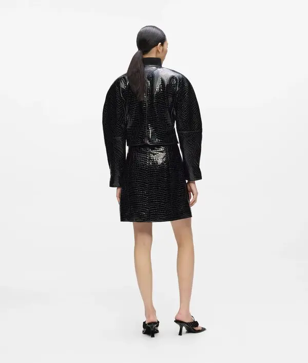 Karl Lagerfeld Kl Studio Croco Leather Skirt