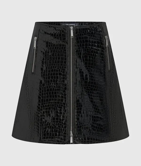 Karl Lagerfeld Kl Studio Croco Leather Skirt