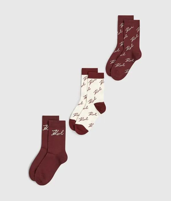 Karl Lagerfeld 3-pack Crew Socks - Windsor Wine